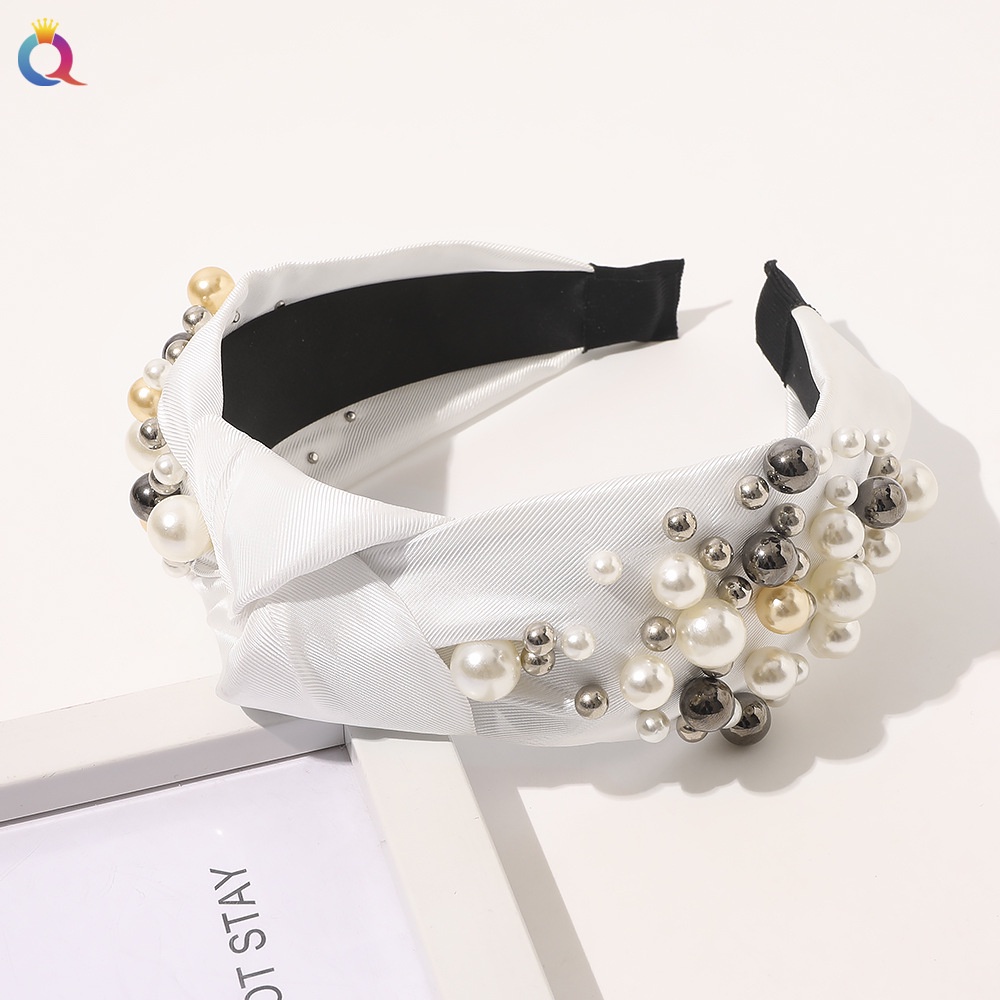 Jual BANDO KOREA LEBAR MOTIF MUTIARA BAHAN KAIN/BIG HEADBAND/KOREAN ...