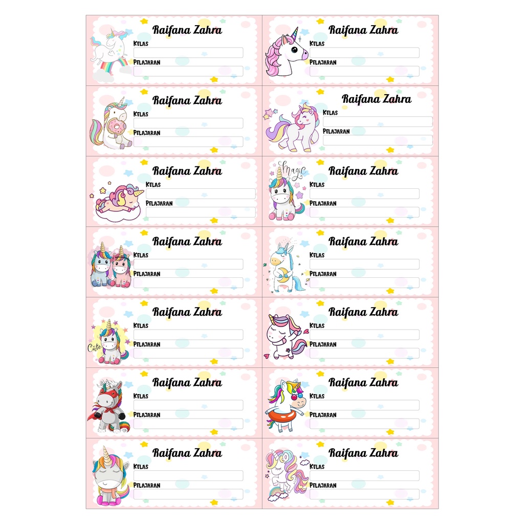 Jual Sticker Buku Pelajaran Custom Pakai Nama / Custom Book Name ...