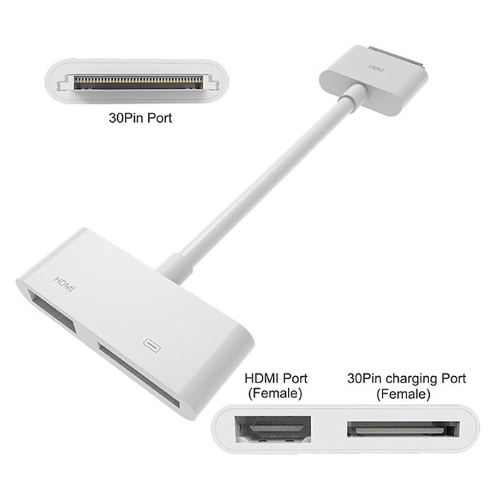 Jual Cable Ipad 30 Pin male to Hdmi 30 Pin female Connector 2in1 30 pin ...