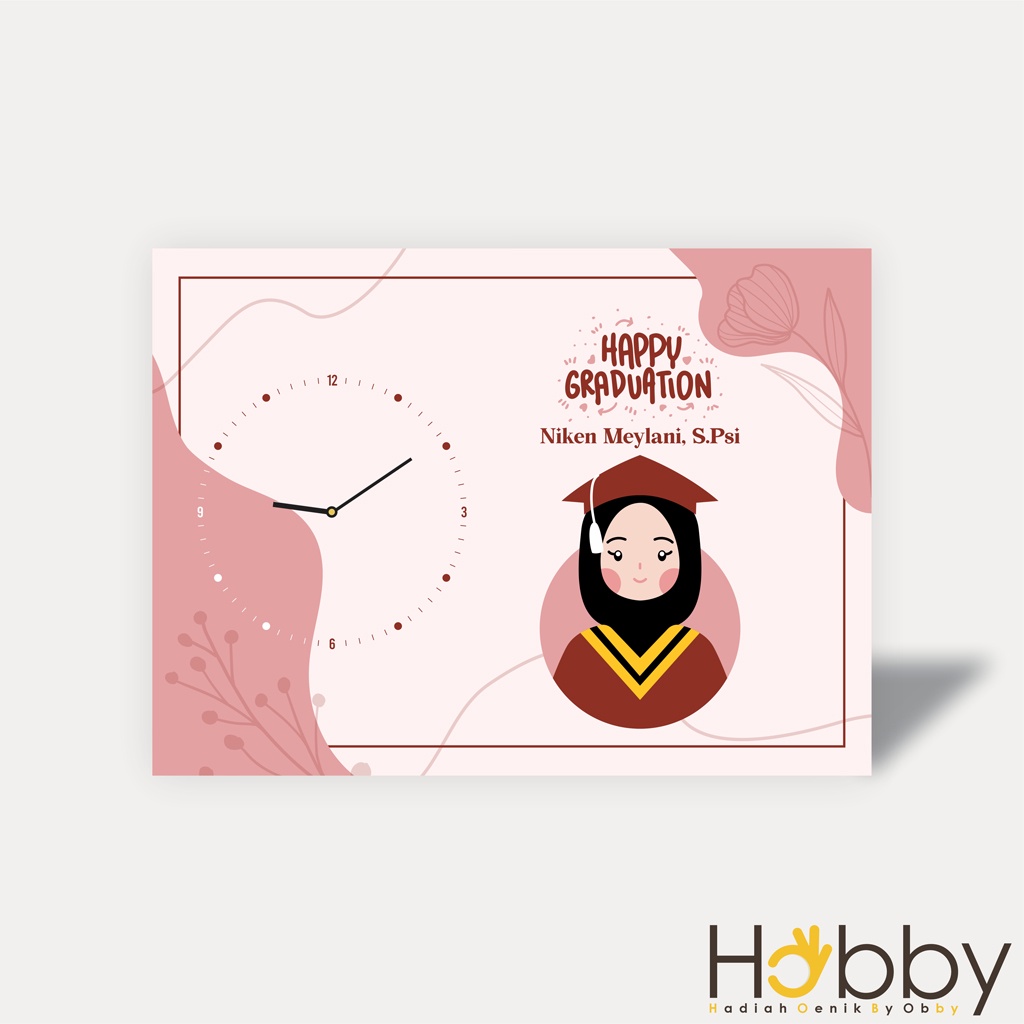 Jual JAM DINDING CUSTOM KAYU NAMA KARTUN HADIAH GRADUATION UNIK ...