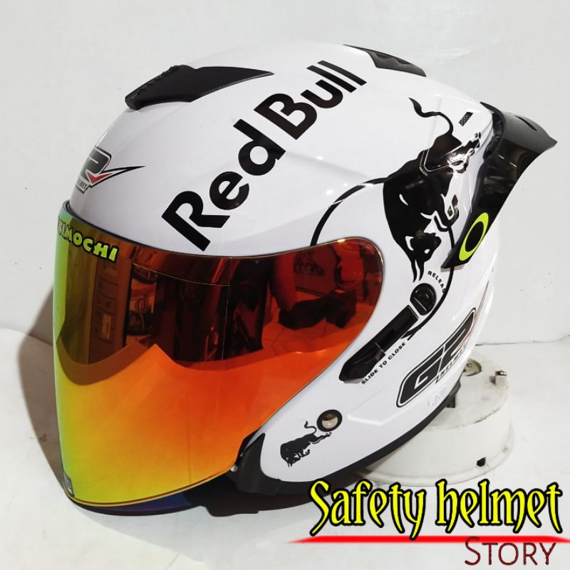 Jual Helm Half Face G2 OPTIMAX Solid White/modif Paket Ganteng REDBULL ...