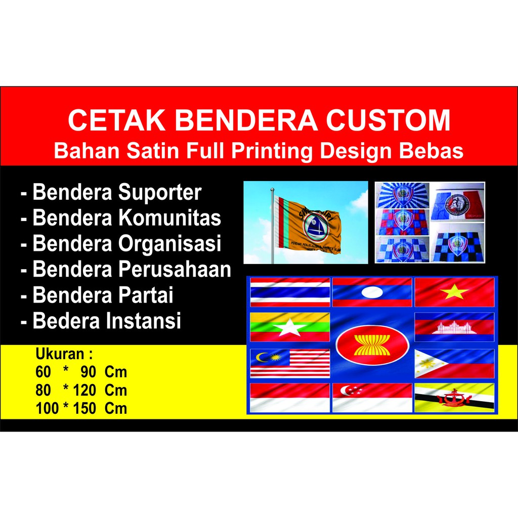 Jual Bikin/cetak bendera custom (Full Printing) | Shopee Indonesia