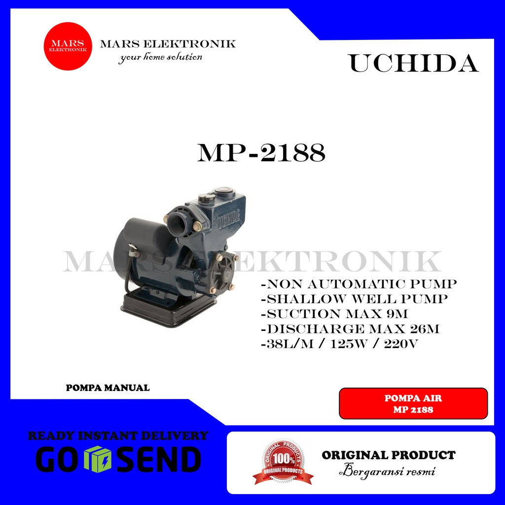 Jual POMPA AIR UCHIDA MP-2188 / MANUAL / MP 2188 / READY | Shopee Indonesia