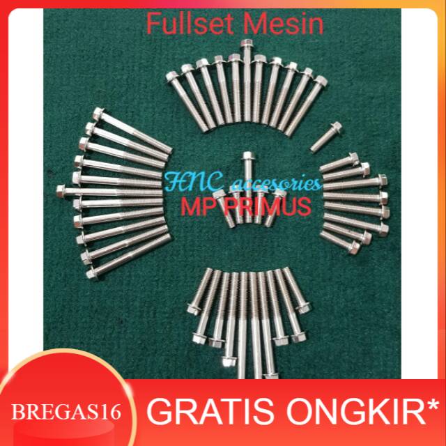Jual Full Set Mesin MP PRIMUS Baut Original Chrome Kunci T8 | Shopee ...