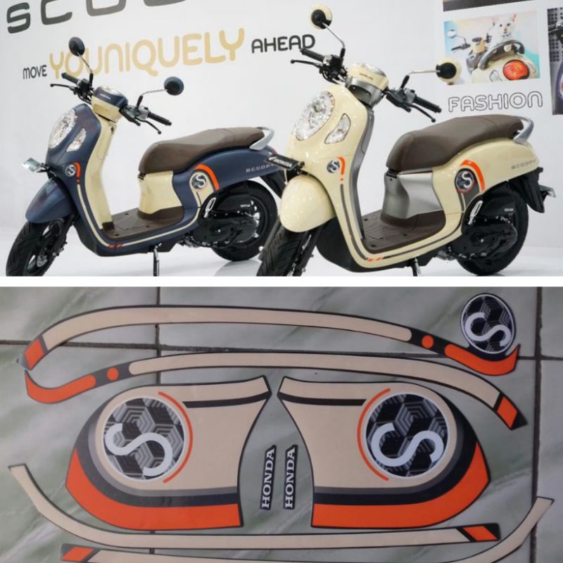 Jual stiker striping lis bodi motor honda scopy fashion 110 2021 ...