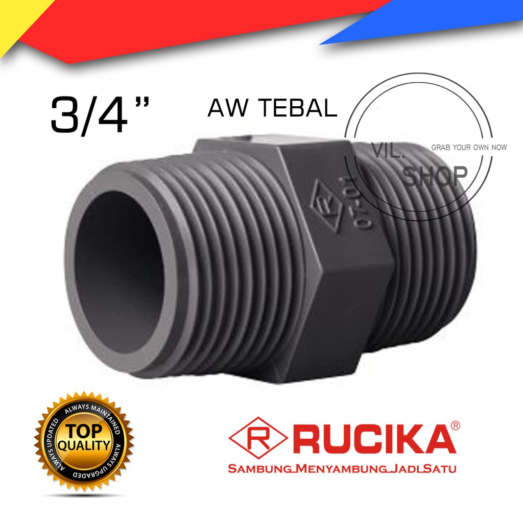Jual Double Nipple 3/4 RUCIKA AW / Double Nepel Fitting sambungan pipa drat luar dua sisi 3/4 ...