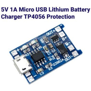 Jual 5V 1A Micro USB Lithium Battery Charger TP4056 Protection | Shopee ...