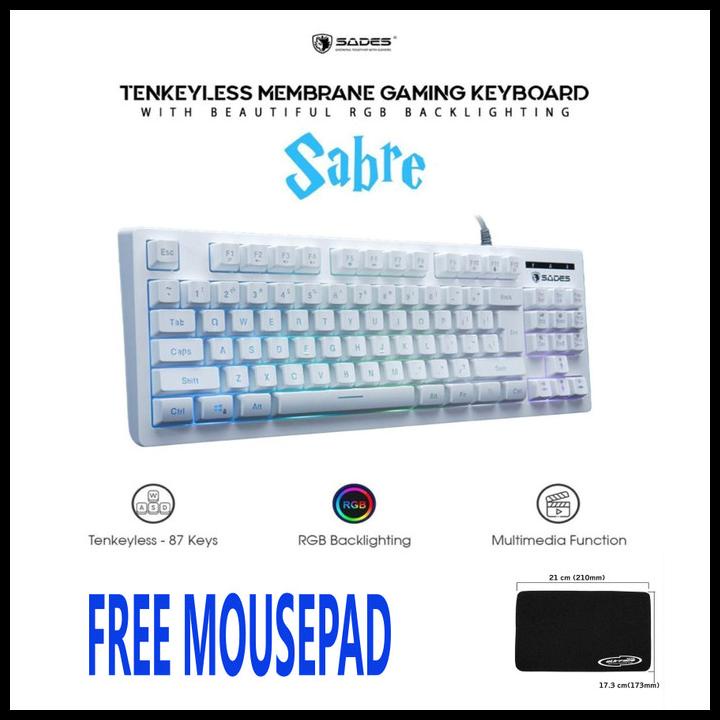 Jual Sades Sabre White Tkl Membrane Gaming Keyboard | Shopee Indonesia