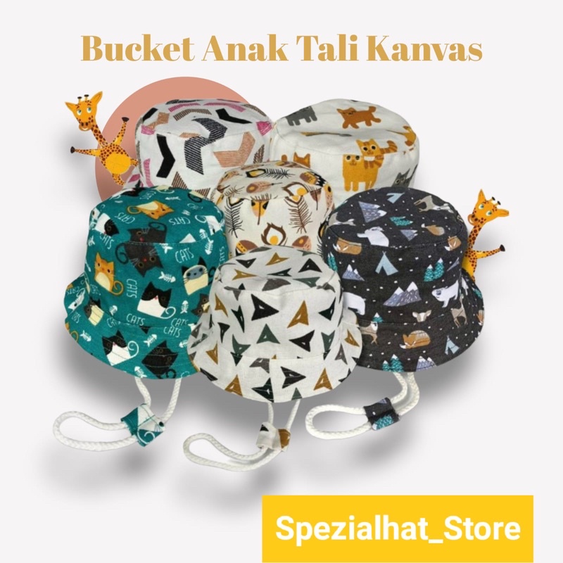 Jual Topi Bucket Anak Tali Bahan Canvas Tebal Motif | Shopee Indonesia