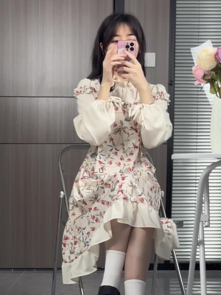 Jual LO Clothes Jahitan Long Dress Sweet Rok Long Ruffle Lengan Panjang ...