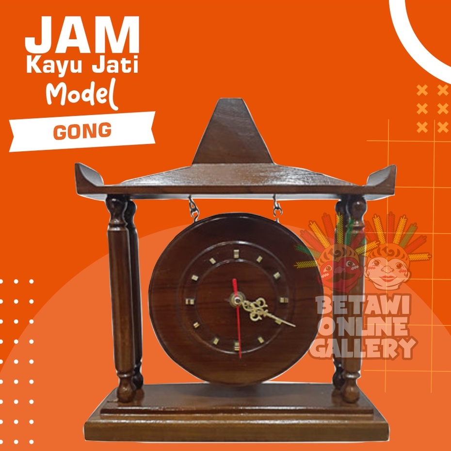 Jual Jam Meja Hias Gong Kayu Jati / Jam Hias Kayu Jati / Jam Gong Kayu ...