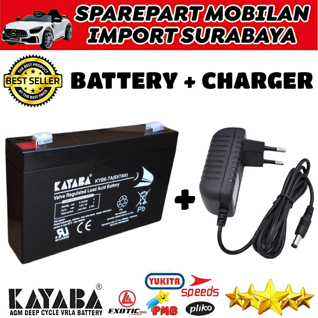 Jual BATTERY KAYABA 6V 7AH ADAPTOR 6 VOLT BATERAI MOBIL AKI MAINAN ANAK ...