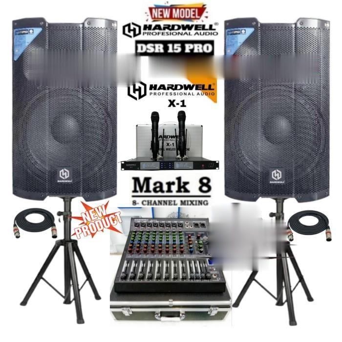 Jual PAKET SOUNDSYSTEM SET HARDWELL DSR 15 PRO MIXER MARK8 MIC HARDWELL ...