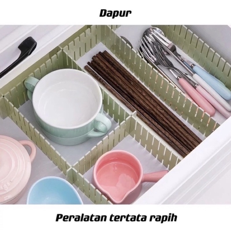 Jual PO88 Sekat Laci DIY Organizer Pemisah Pembatas Kotak Lemari ...