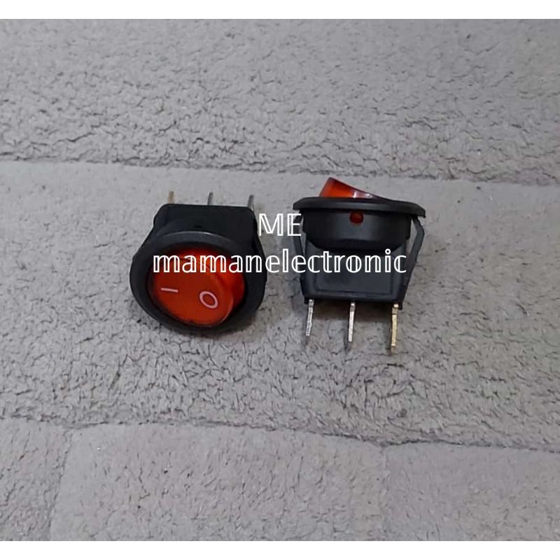Jual Rocker Switch / Saklar Switch 3pin Bulat Plus Lampu On Off ...