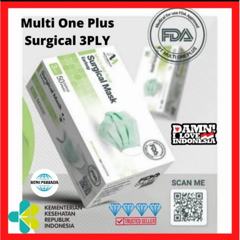 Jual Masker Multi One Plus Masker Surgical Medis 3ply kemenkes akd 3 ...