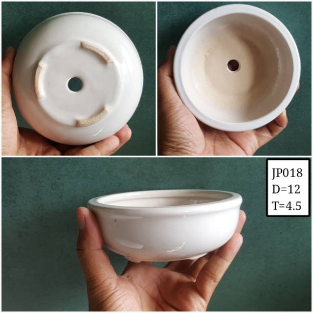 Jual Pot Keramik Bulat JP018 untuk skulen, bonsai dan tanaman hias | Shopee Indonesia