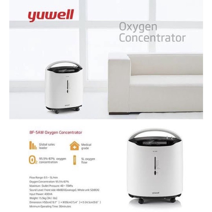 Jual YUWELL 8F 5AW Oxygen Concentrator mesin generator oksigen tabung ...