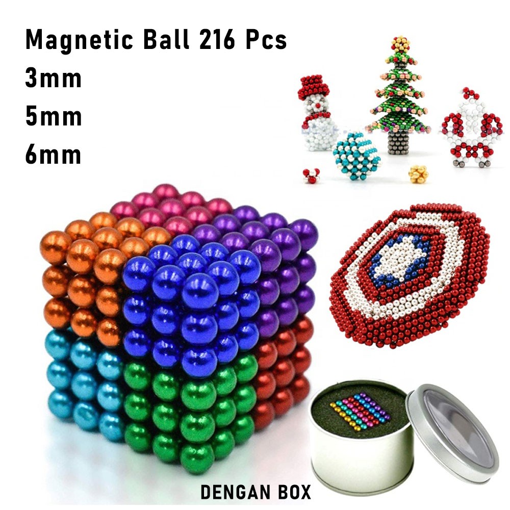Jual Magnetic Ball 216 Pcs [ 3mm 5mm 6mm ] Mainan Edukasi Anak Stress ...