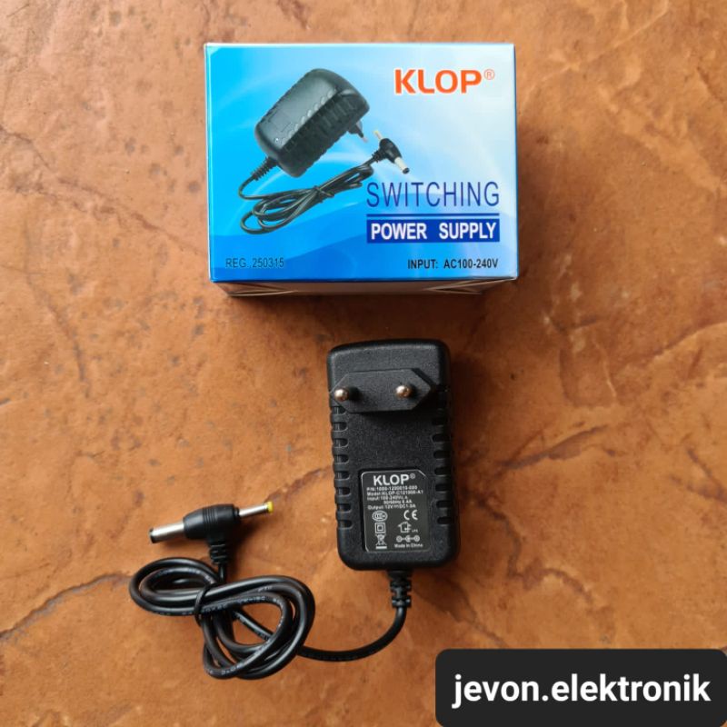 Jual Power Adapter 12v 1A Adaptor KLOP Switching Power Supply 12 v volt ...
