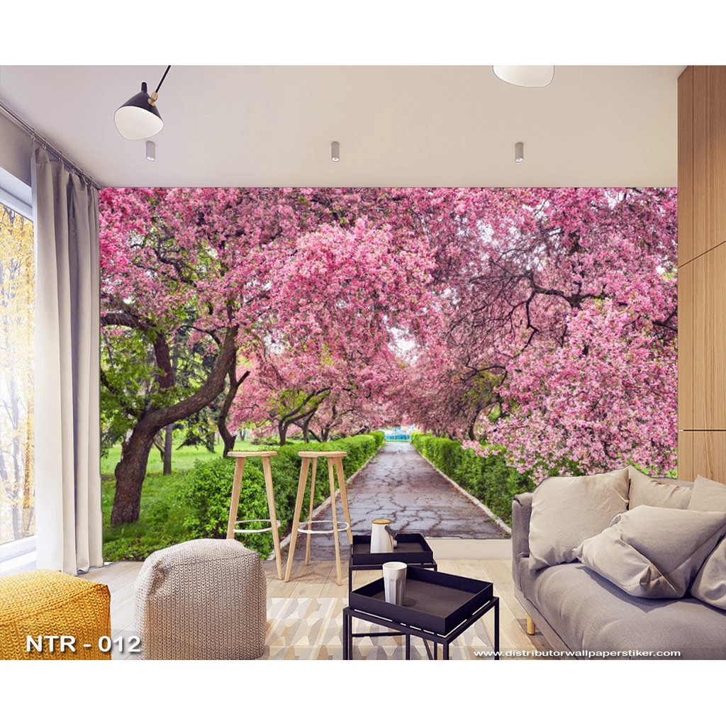 Jual Wallpaper dinding 3D Wallpaper Sakura Sticker Pemandangan Taman ...