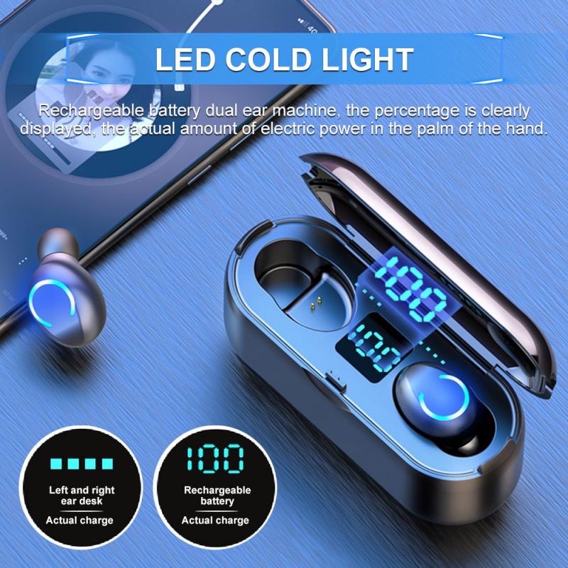 Jual Medan Headset Bluetooth TWS F9 Wireless LED Display Smart Touch Water Wireless Earphone ...