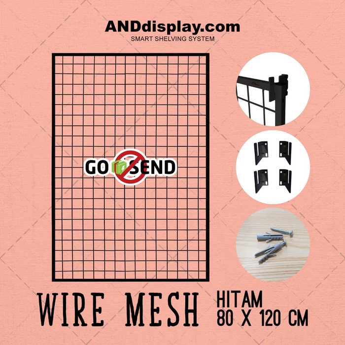 Jual Jual Wiremesh 80X120Cm + H5 Wall Hitam Kawat Ram Dinding Wire Grid ...