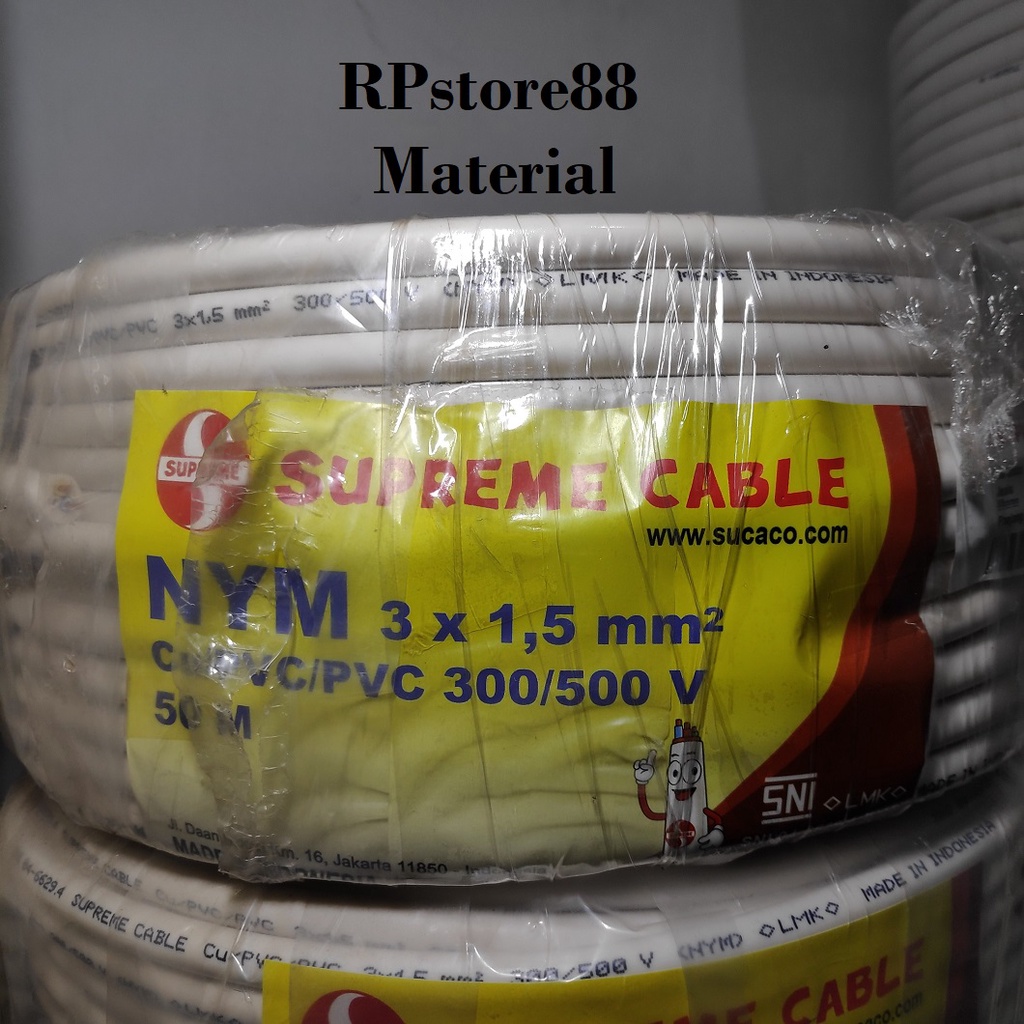 Jual KABEL KAWAT SUPREME NYM 3x1.5 MM -KABEL LISTRIK PUTIH ECERAN PER METER | Shopee Indonesia