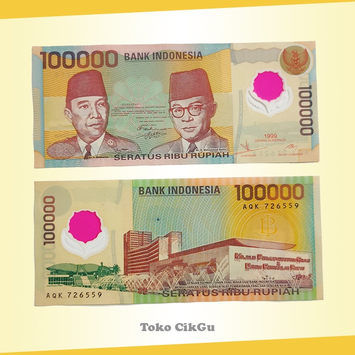 Jual Uang Kertas Kuno 100 Ribu Rupiah Polymer Tahun 1999 Baru dan Mulus ...