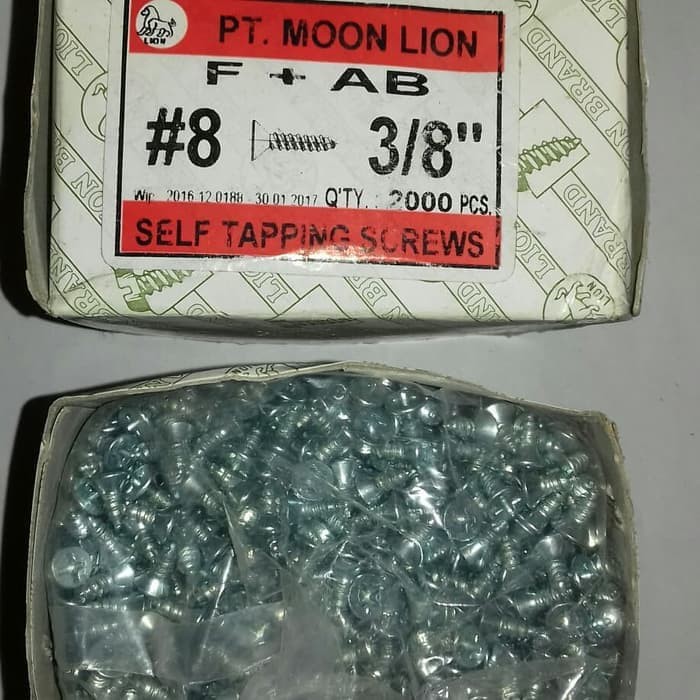 Jual Skrup Tapping Screw Kepala Rata Moon Lion 8 x 3/8" FAB Isi 2000 ...