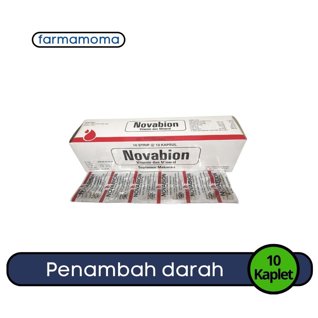 Jual Novabion Vit C, B12 dan Mineral Penambah Darah 1 strip isi 10 ...