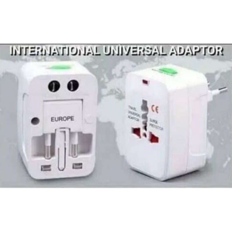 Jual steker universal internasional adaptor colokan kaki 3 ke 2 steker ...