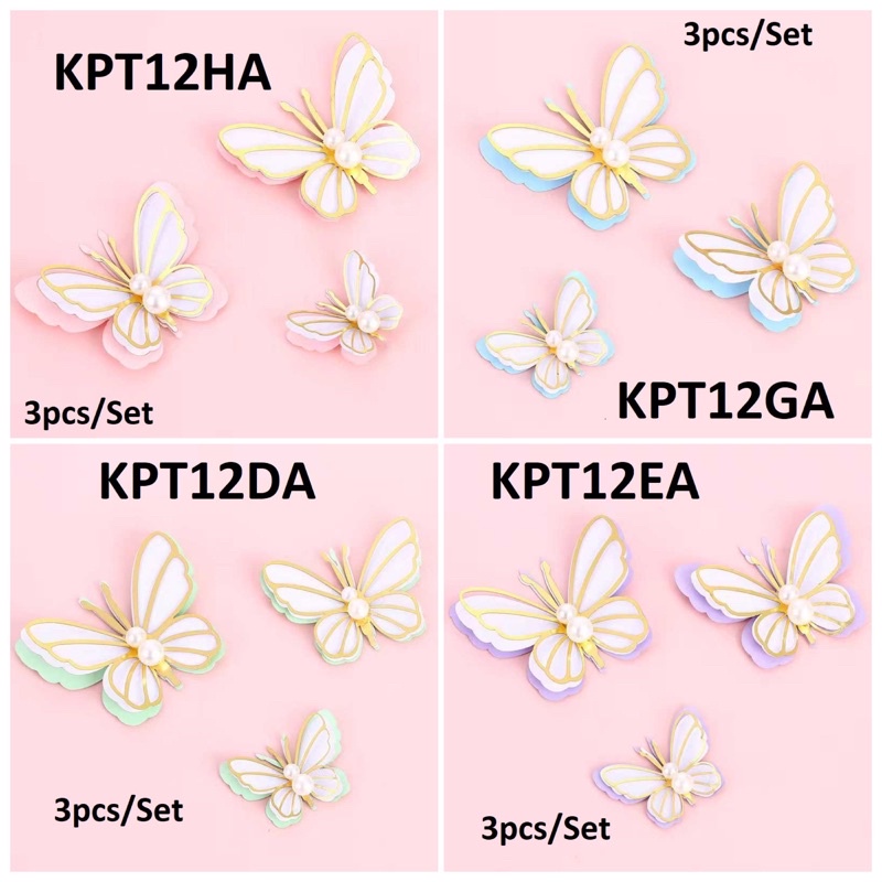 Jual KPT12 - Hiasan Kue Cake Topper Kupu Butterfly Mutiara | Shopee ...