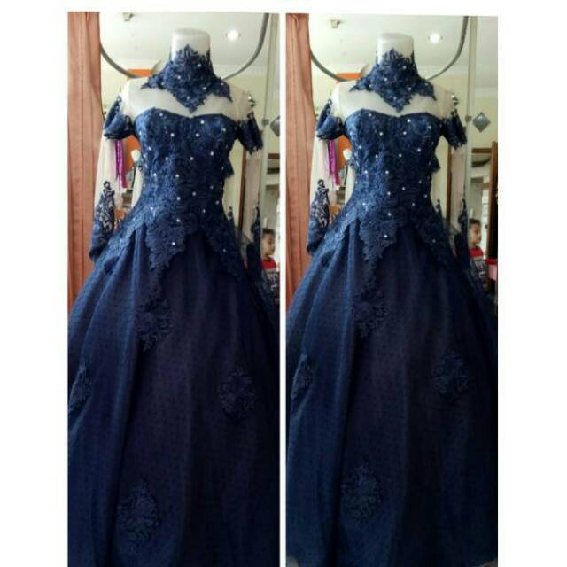 Jual Gaun pengantin/hijab/singer/pesta/akad/prewed/gaun organza dot ...