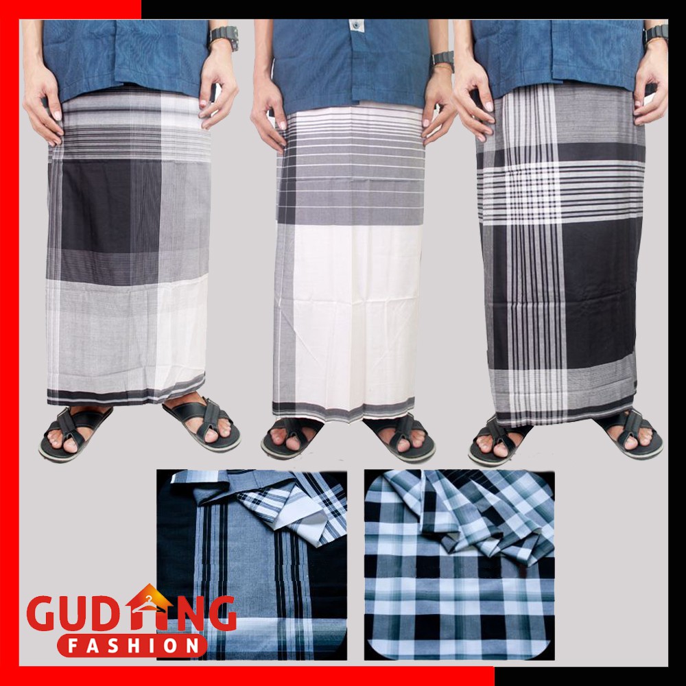 Jual Sarung Muslim Pria Modern Motif Hitam Putih (COMB) | Shopee Indonesia