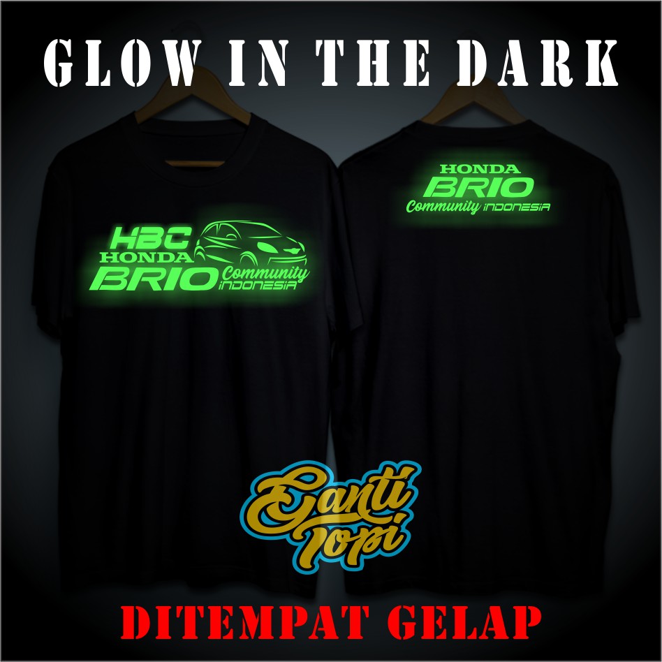 Jual Kaos MOBIL honda brio HBC - SABLON GLOW IN THE DARK (menyala dalam gelap) | Shopee Indonesia