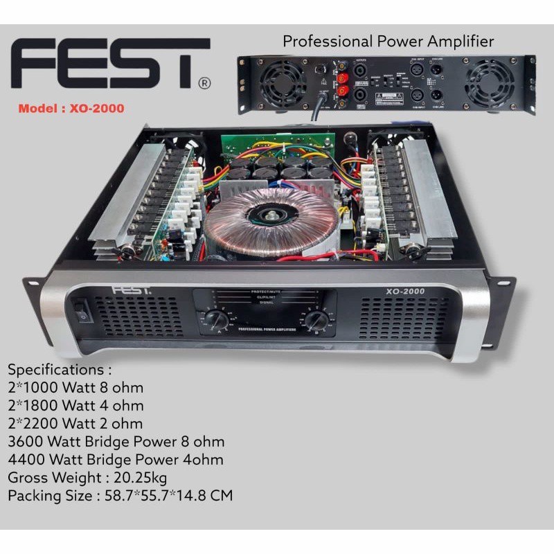 Jual Power Amplifier 2000 watt FEST XO XO2000 Ampli HOREG Subwoofer ...