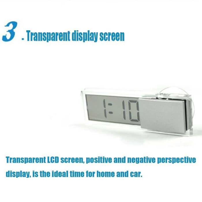 Jual Jam Mobil Digital LCD Transparan Kecil Mini Tempel Kaca Sucker Cup ...