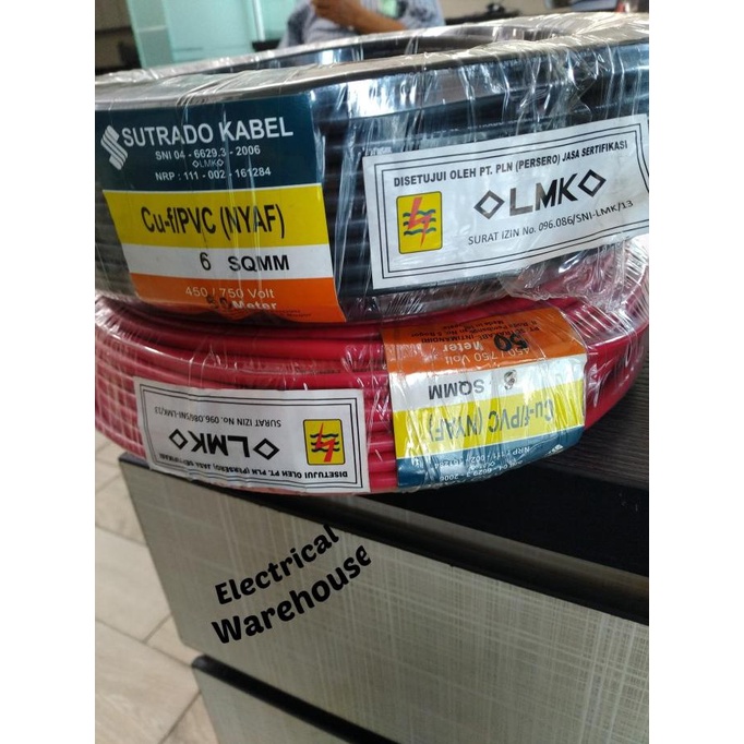 Jual Kabel NYAF Tunggal Serabut 1x6mm (1 x 6 mm 1x6 mm) SUTRADO @50M | Shopee Indonesia
