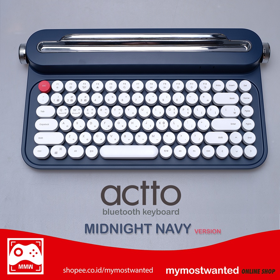 Jual ACTTO Keyboard bluetooth wireless keyboard retro typewriter NAVY ...