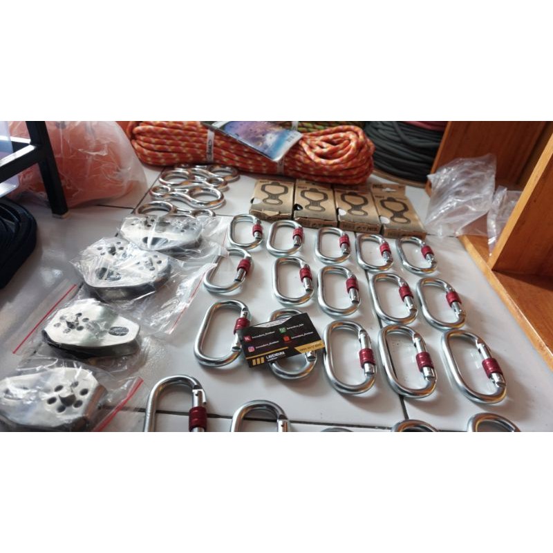 Jual Paket flying fox 100m karmantel helm harness fullbody figure eight ...