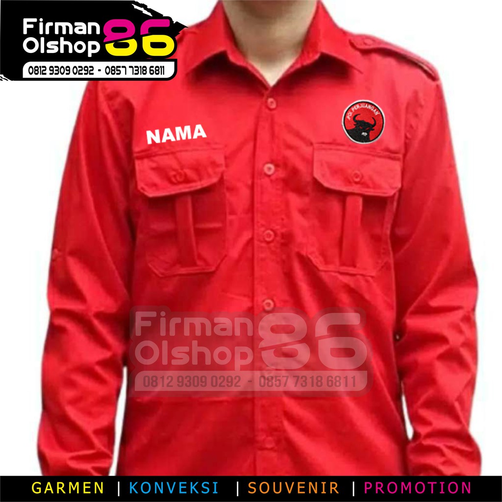 Jual KEMEJA BIG SIZE PDIP FULL BORDIR | BAJU KEMEJA PDIP LENGAN PANJANG ...