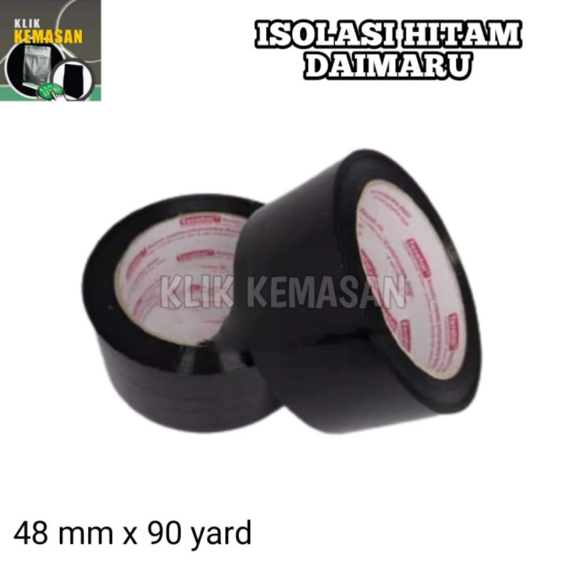 Jual selotip isolasi lakban daimaru warna hitam plastik opp 100 meter | Shopee Indonesia