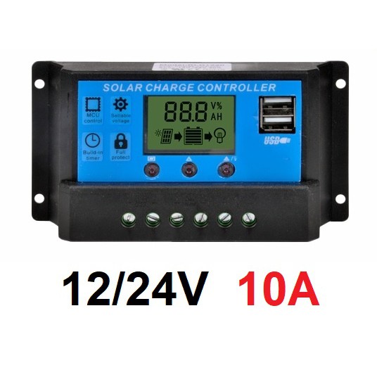 Jual Solar Charger Controller PWM 12v 24v 10A LCD LED Display Panel ...