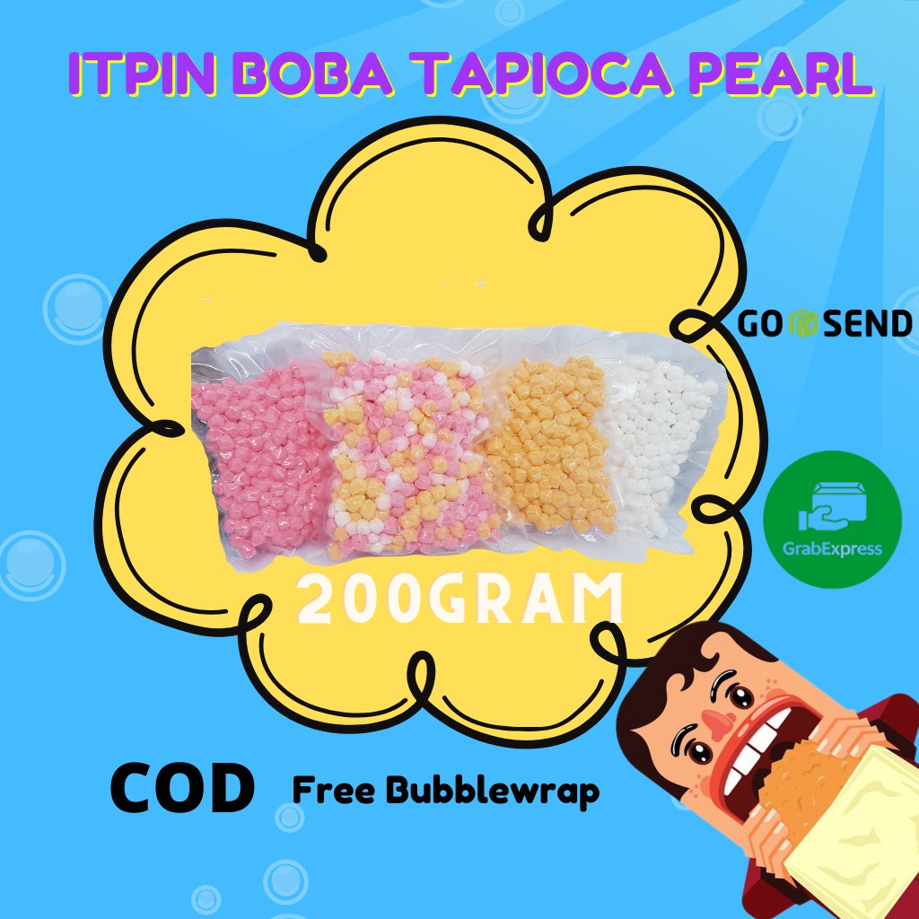 Jual Natura PINK ORANGE WHITE TAPIOCA PEARL KEMASAN 200GRA / TOPPING ...