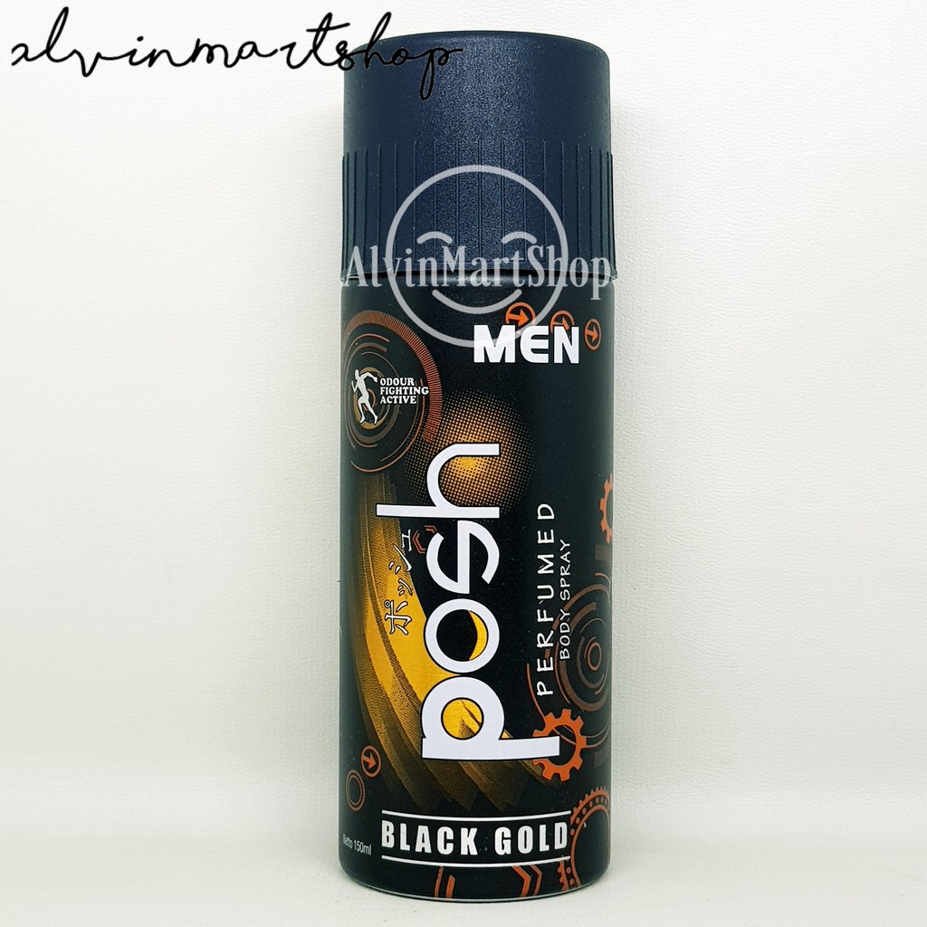 Jual Posh Men Perfumed Body Spray Black Gold 150ml | Shopee Indonesia