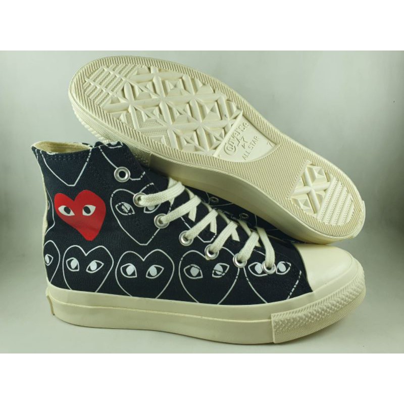 Jual Converse CDG Multi Heart High Black (free tali sepatu extra ...
