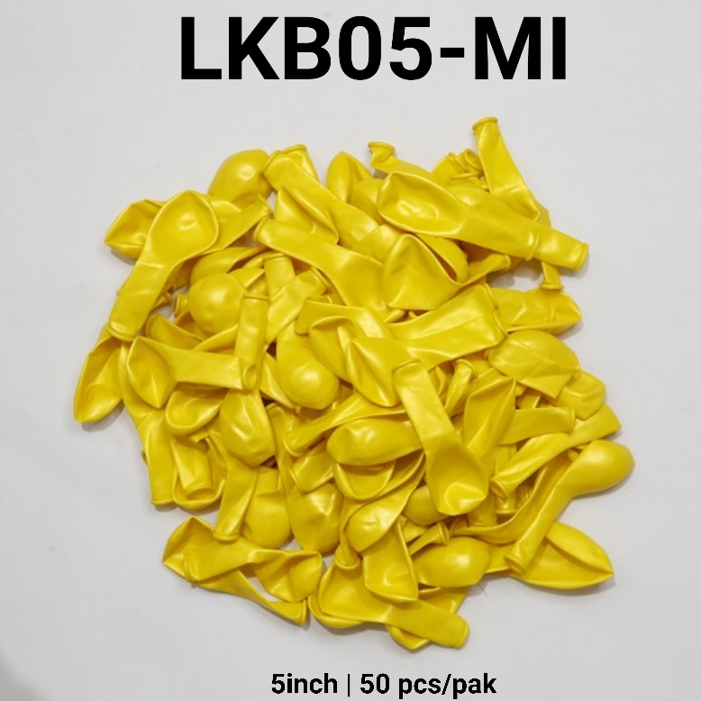 Jual LKB05-MI Balon latex 5 inch 1 pak 50 metalik tebal kuning yellow ...