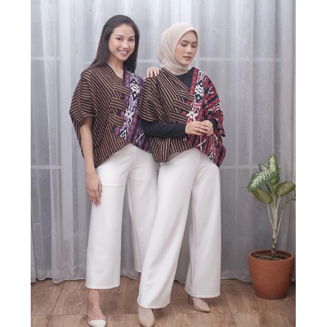 Jual BLUS CROP TOP ETNIK ATASAN TENUN OVER SIZE BLUS BATIK TENUN KANTOR ...
