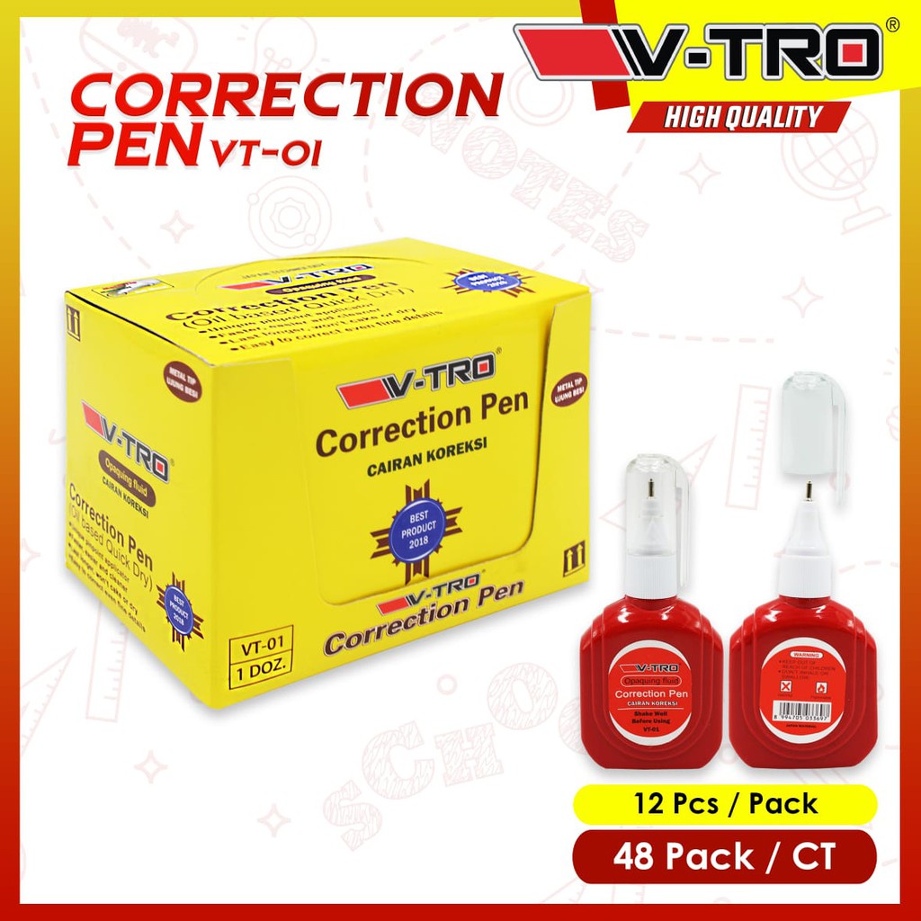 Jual Tipex Cair Stipo Correction Pen Botol Merah Vtro Voxy | Shopee ...
